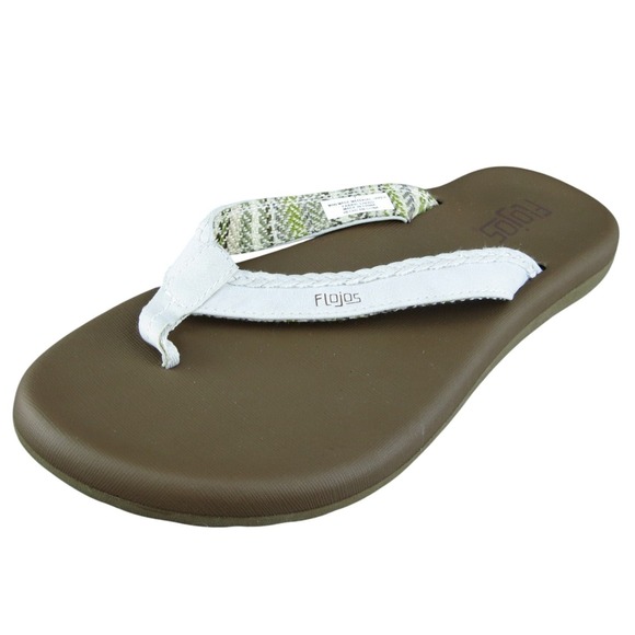 Flojos | Shoes | Flojos Women Flip Flop Sandal Shoes White Synthetic ...